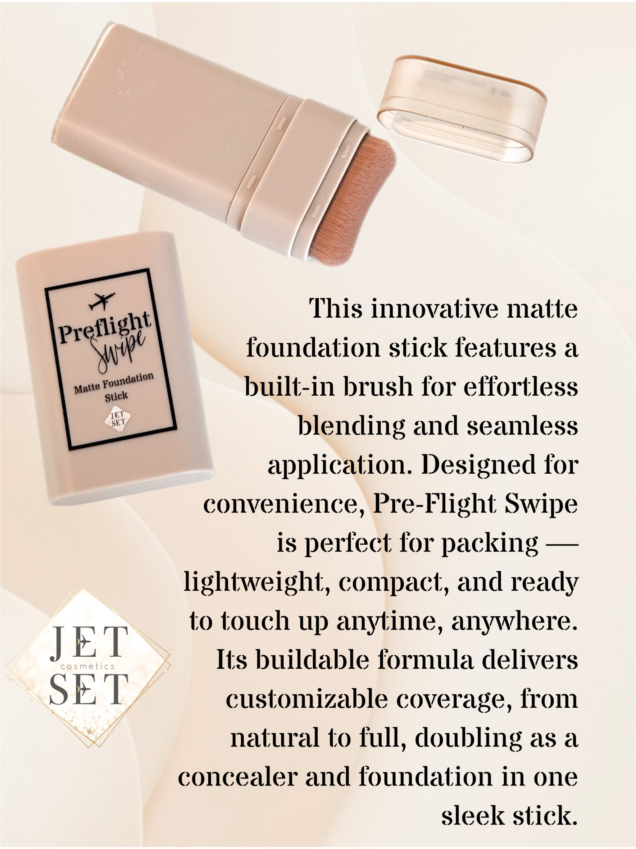 Preflight Swipe - Travel Foundation Stick & Brush – JetSet Cosmetics